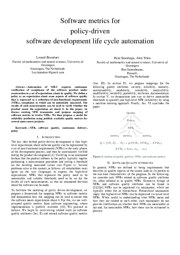 (PDF) Software Metrics for Policy-Driven Software Development Life ...