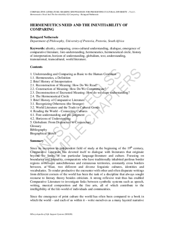 (PDF) Need and the Inevitiability of Comparing