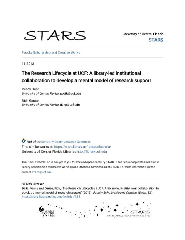 (PDF) The Research Lifecycle at UCF: A library-led institutional ...