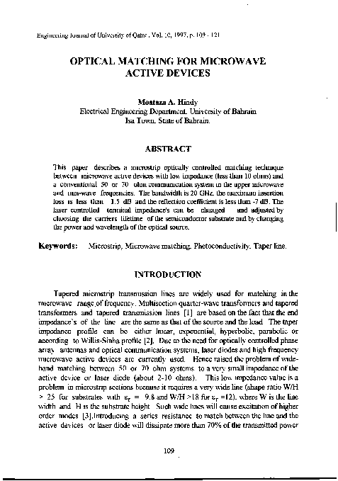 (PDF) Optical Matching For Microwave Active Devices