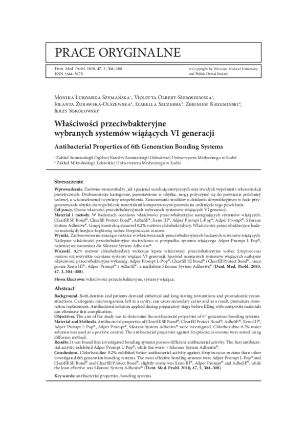 (PDF) Antibacterial Properties of 6th Generation Bonding Systems ...