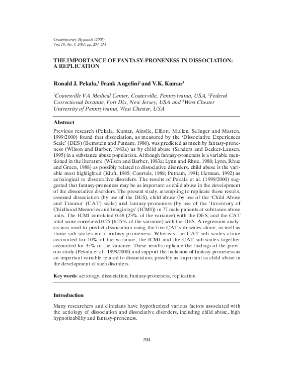 (PDF) The importance of fantasy-proneness in dissociation: a replication