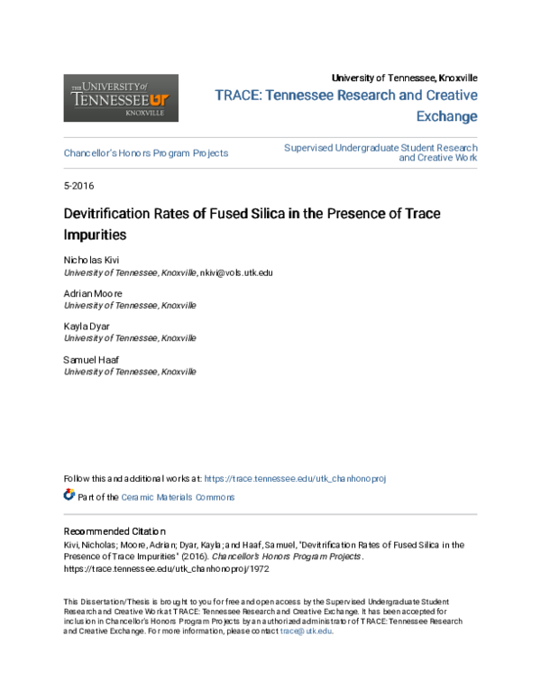 (PDF) Devitrification Rates of Fused Silica in the Presence of Trace ...