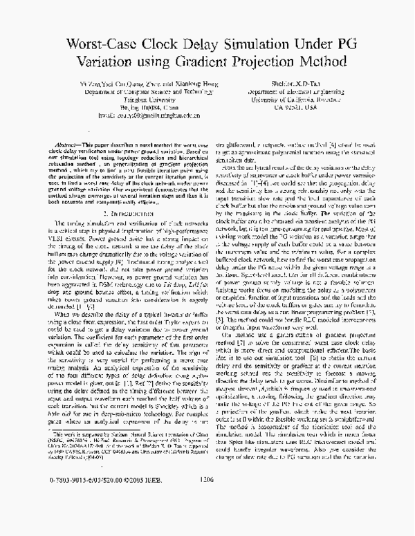 (PDF) Worst-case clock delay simulation under PG variation using gradient projection method | Yi ...