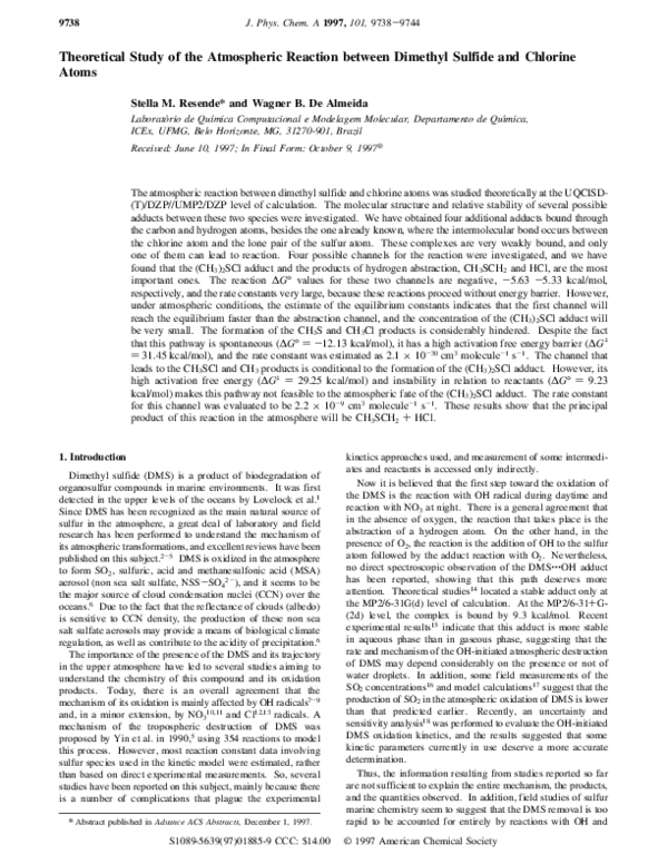 (PDF) Theoretical study of the atmospheric reaction between dimethyl ...