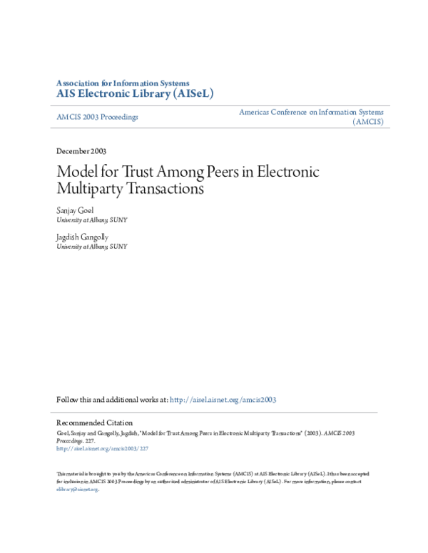 (PDF) Model for Trust Among Peers in Electronic Multiparty Transactions