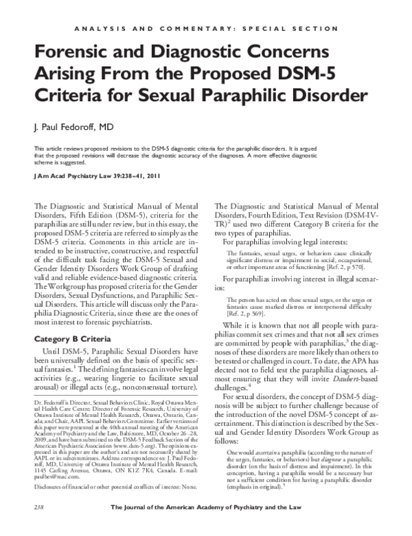 (PDF) Forensic and diagnostic concerns arising from the proposed DSM-5 ...