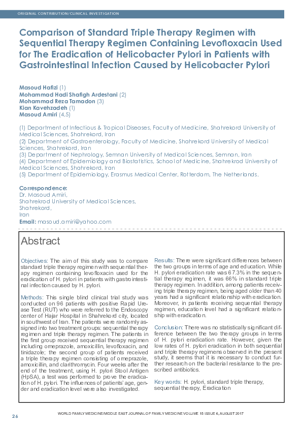 (PDF) Comparison of Standard Triple Therapy Regimen with Sequential ...
