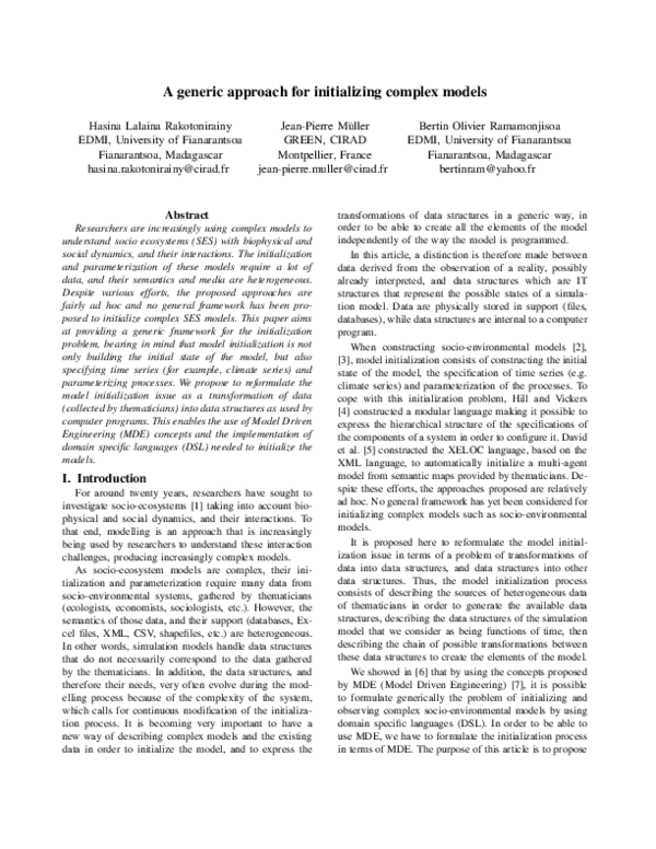 (PDF) Generic Framework for Initializing SES Models