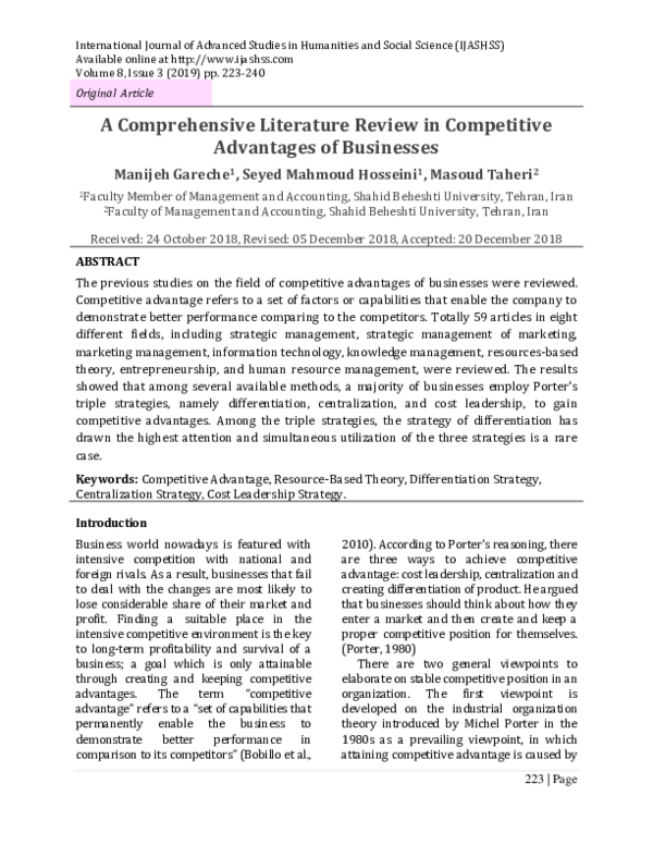 (PDF) A Comprehensive Literature Review in Competitive Advantages of ...