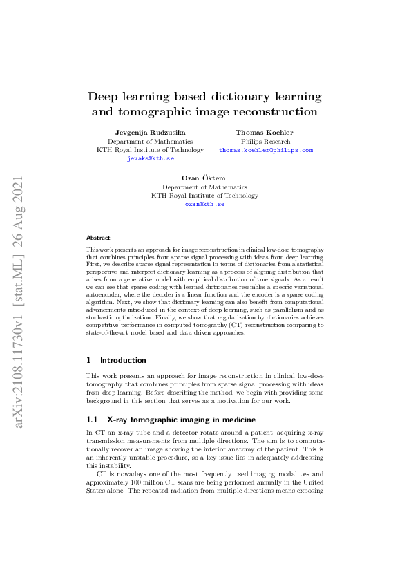 (PDF) Deep learning based dictionary learning and tomographic image ...