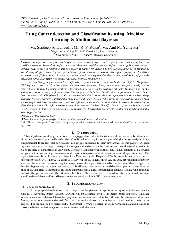 (PDF) Lung Cancer detection and Classification by using Machine ...