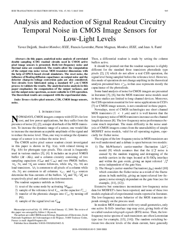Pdf Analysis And Reduction Of Signal Readout Circuitry Temporal Noise In Cmos Image Sensors
