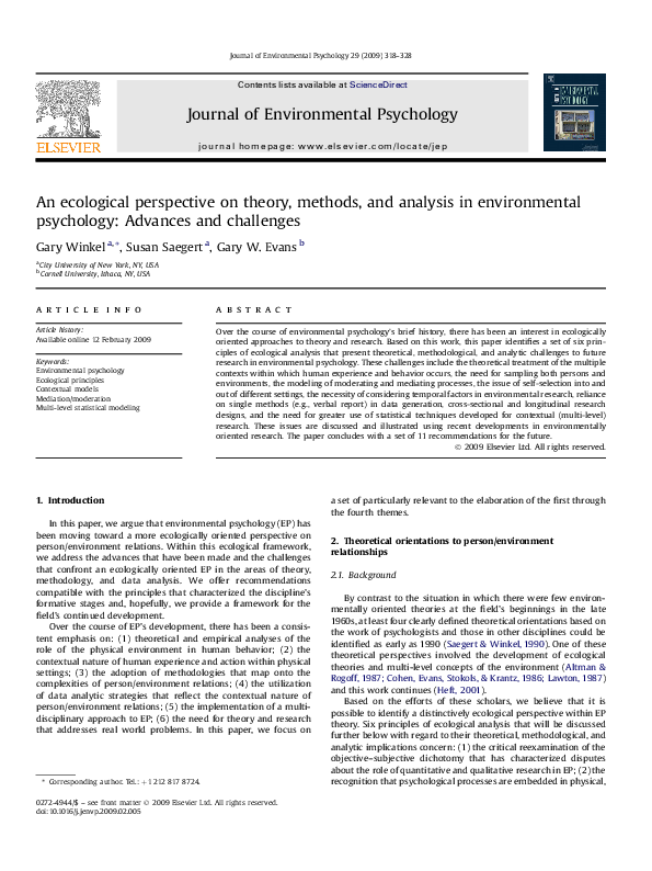 (PDF) An ecological perspective on theory, methods, and analysis in ...