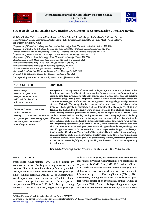 (PDF) Stroboscopic Visual Training for Coaching Practitioners: A ...