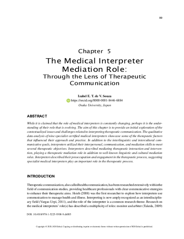 (PDF) The Medical Interpreter Mediation Role