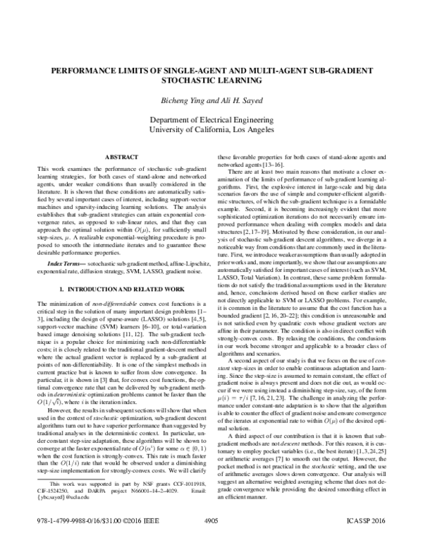 Pdf Performance Limits Of Single Agent And Multi Agent Sub Gradient