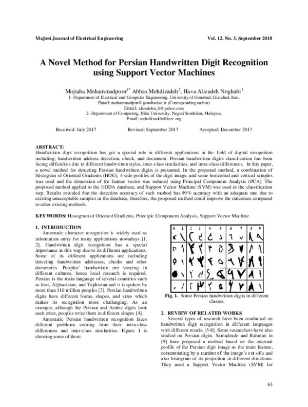 (PDF) A Novel Method for Persian Handwritten Digit Recognition Using ...
