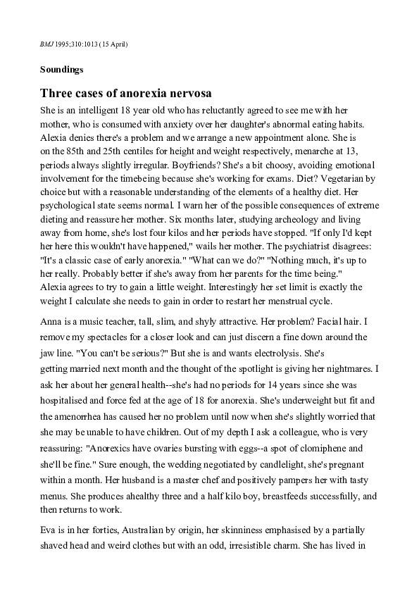 (PDF) Three cases of anorexia nervosa