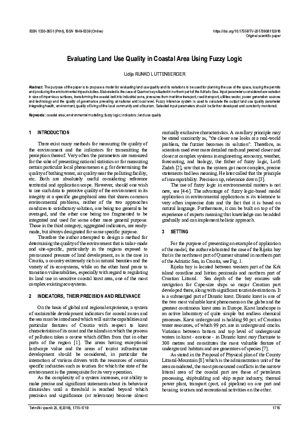 (PDF) Evaluating Land Use Quality in Coastal Area Using Fuzzy Logic | Lidija Runko Luttenberger ...