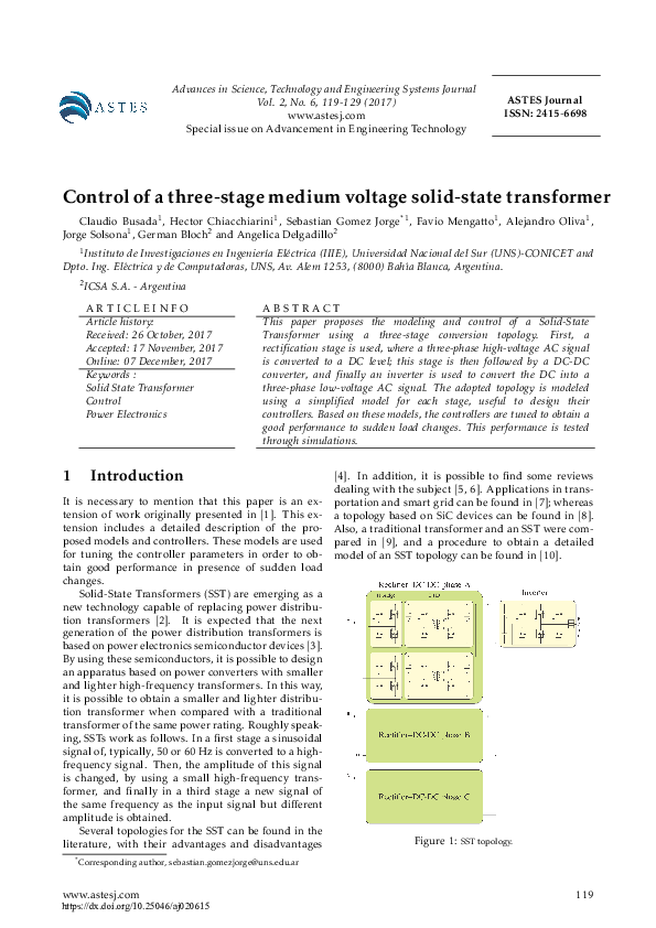 (PDF) Control of a three-stage medium voltage solid-state transformer