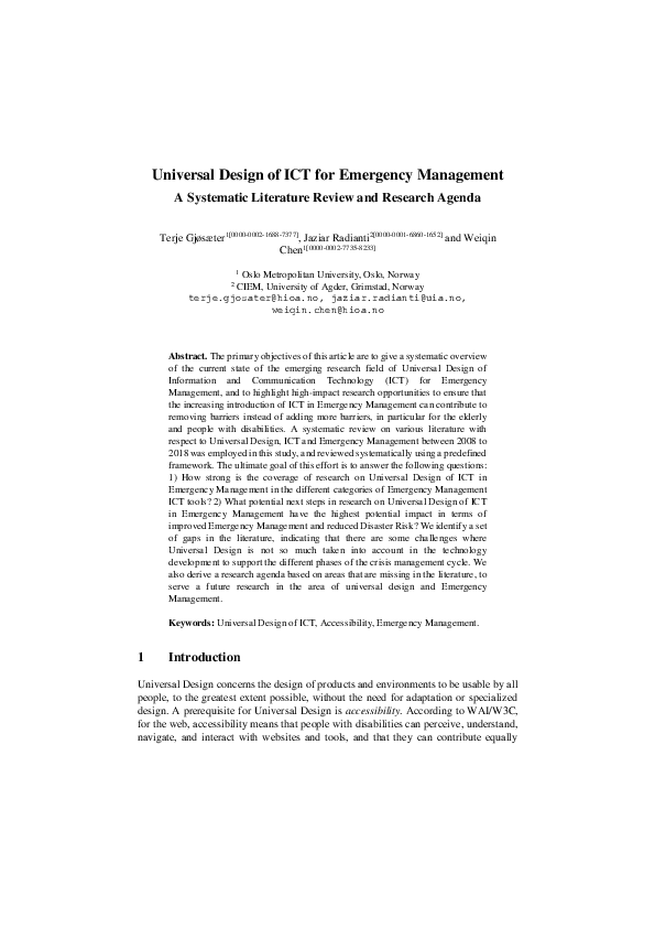 (PDF) Universal Design of ICT for Emergency Management