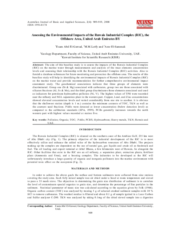 (PDF) Assessing the Environmental Impacts of the Ruwais Industrial ...