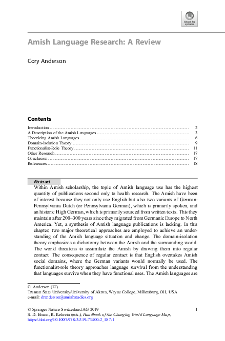 (PDF) Amish Language Research: A Review