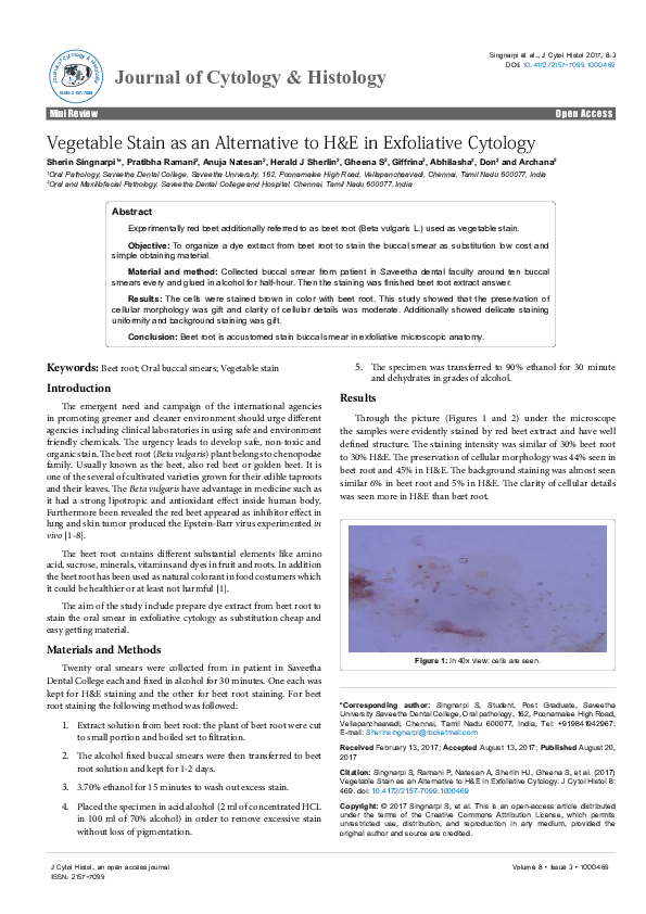 (PDF) Vegetable Stain as an Alternative to H in Exfoliative Cytology