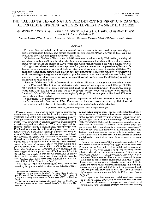 (PDF) Digital Rectal Examination for Detecting Prostate Cancer at ...