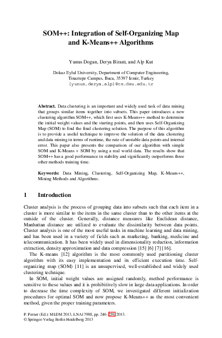 (PDF) SOM++: Integration of Self-Organizing Map and K-Means++ Algorithms