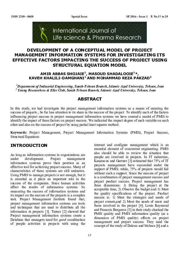 (PDF) Development of a Conceptual Model of Project Management ...