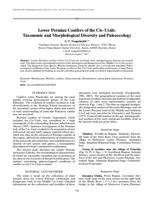 (PDF) Lower Permian Conifers of the Cis-Urals: Taxonomic and ...