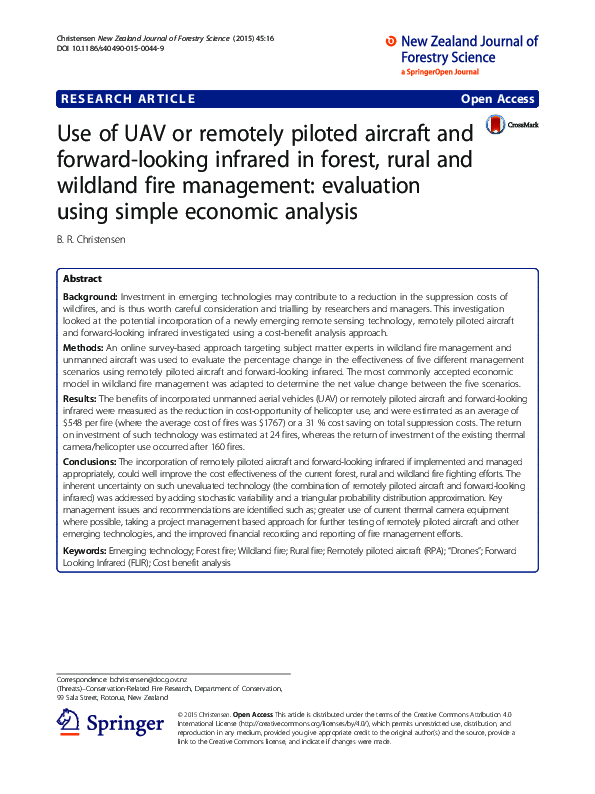 (PDF) Use of UAV or remotely piloted aircraft and forward-looking ...