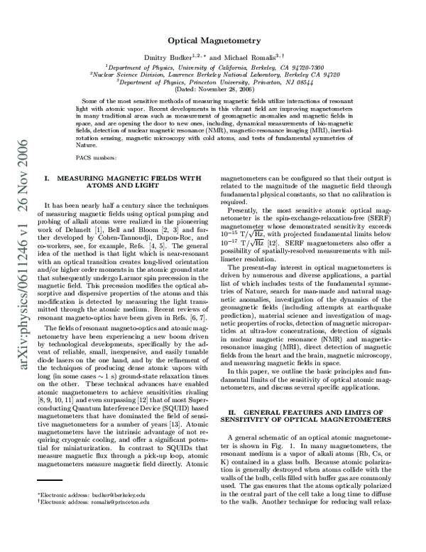 (PDF) Optical magnetometry