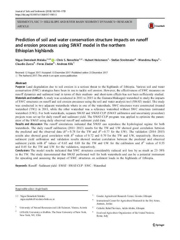 (PDF) Prediction of soil and water conservation structure impacts on runoff and erosion ...
