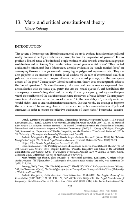 (PDF) Marx and Critical Constitutional Theory