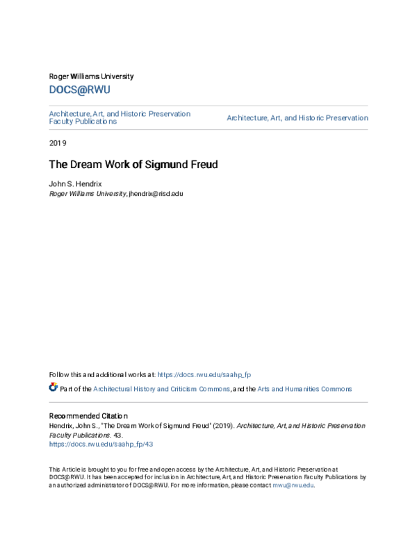 (PDF) The Dream Work of Sigmund Freud