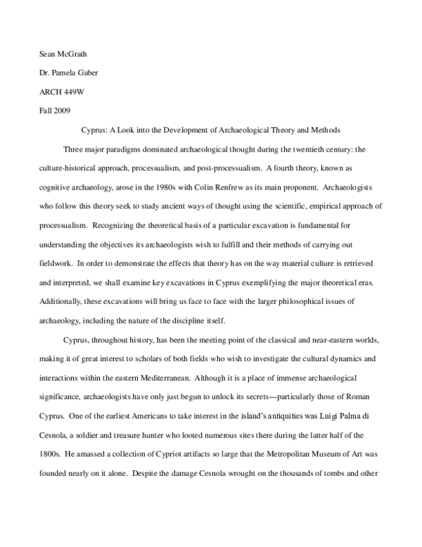 (PDF) Cyprus: A Look into the Development of Archaeological Theory and ...