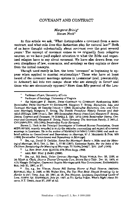 (PDF) Covenant and Contract