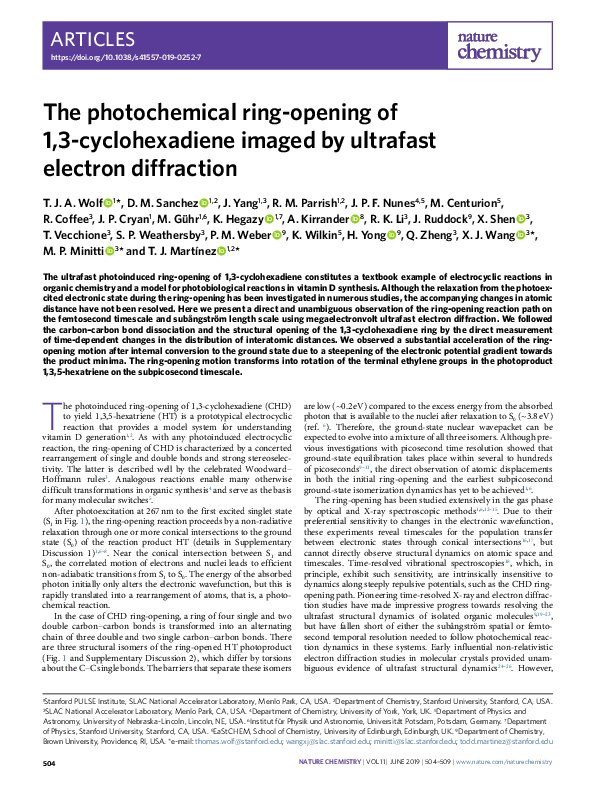 (PDF) Imaging the ring opening reaction of 1,3-cyclohexadiene with MeV ...