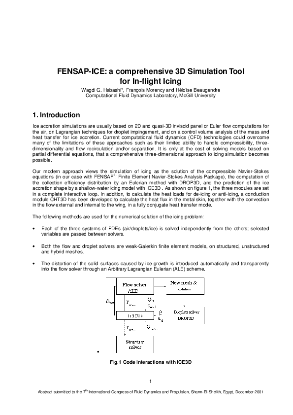 (PDF) FENSAP-ICE: a comprehensive 3D Simulation Tool for In-flight ...