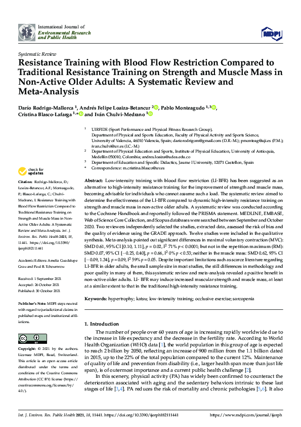 (PDF) Resistance Training with Blood Flow Restriction Compared to Traditional Resistance ...