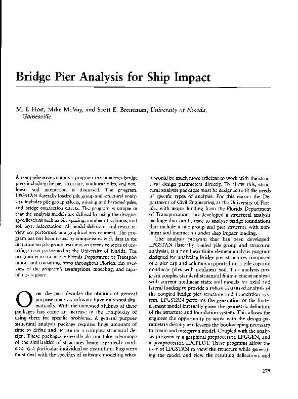 (PDF) Bridge Pier Analysis for Ship Impact