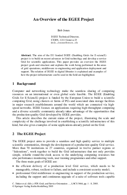 (PDF) An Overview of the EGEE Project