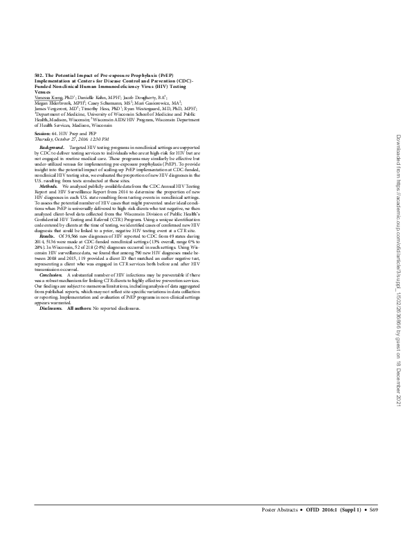 (PDF) The Potential Impact of Pre-exposure Prophylaxis (PrEP ...