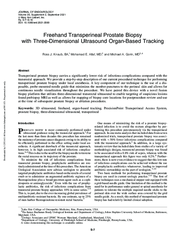 Pdf Freehand Transperineal Prostate Biopsy With Three Dimensional Ultrasound Organ Based
