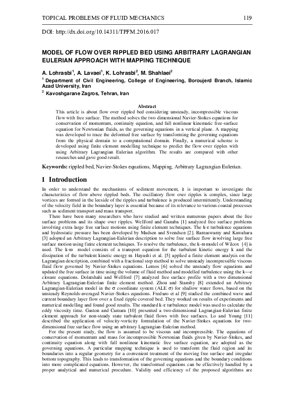 (PDF) Model of Flow Over Rippled Bed Using Arbitrary Lagrangian Eulerian Approach with Mapping ...