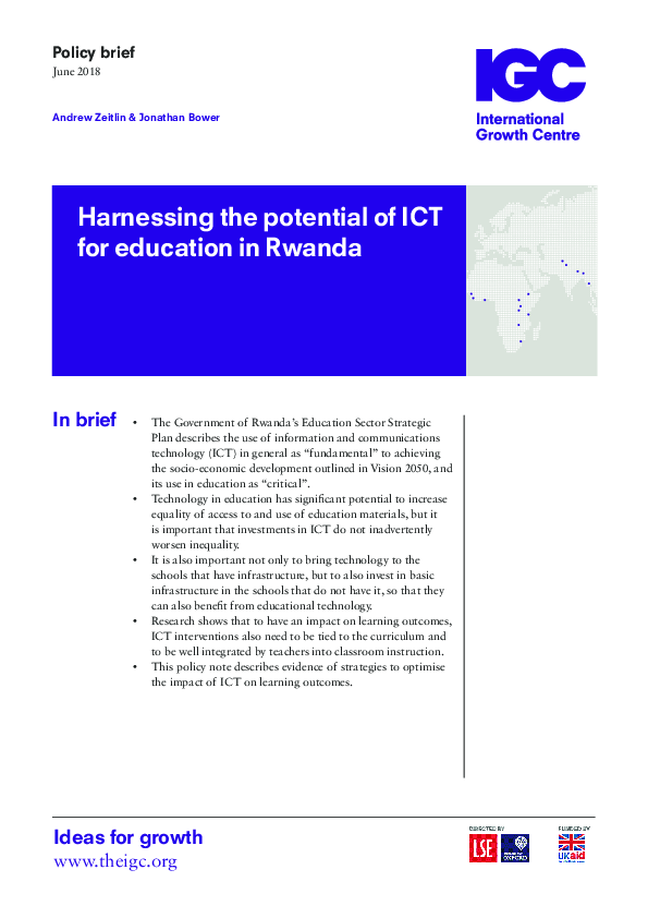 (PDF) Harnessing the potential of ICT for education in Rwanda