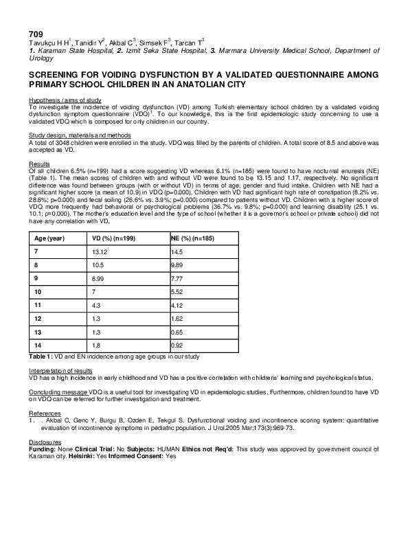 (PDF) Screening for Voiding Dysfunction by a Validated Questionnaire ...